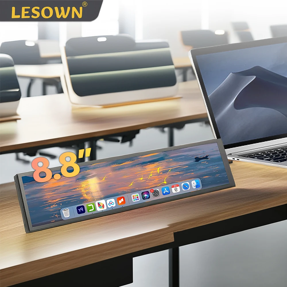 LESOWN Portable Second Display Screen 8.8 inch Long Bar LCD Touch ...
