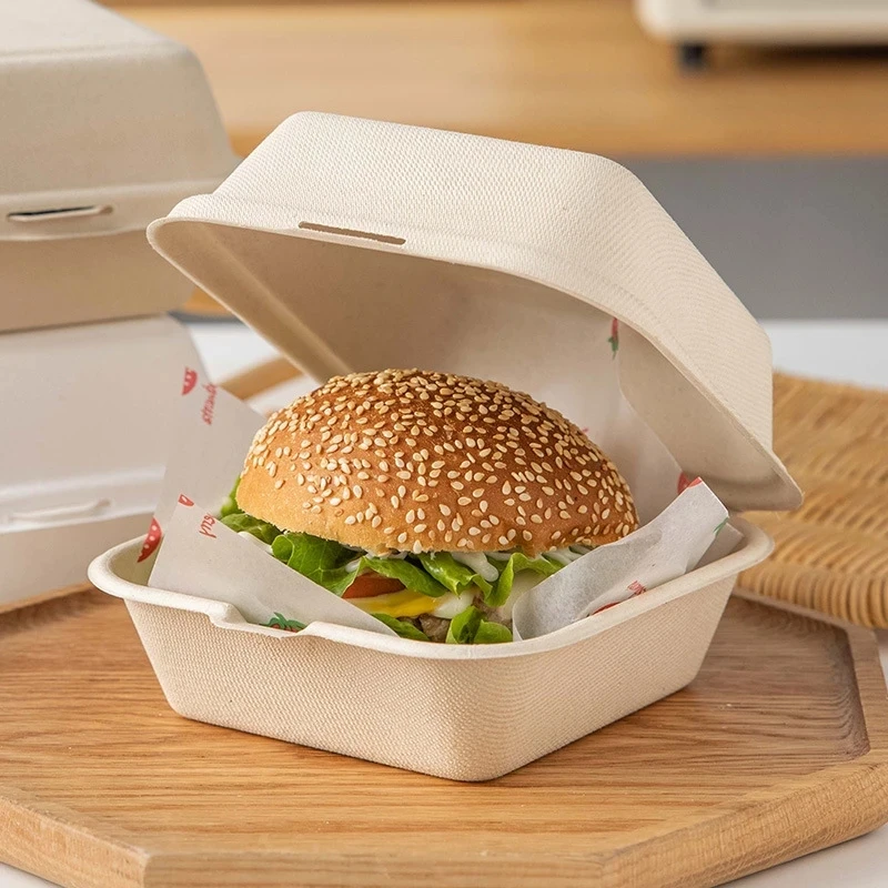 일회용 도시락 상자, 전자레인지 사용 가능 분해성 도시락 용기, 테이크아웃 포장 햄버거 케이크 포장 친환경, 20/50 개 ...