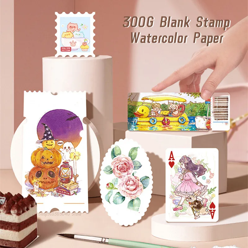 Cotton-Pulp-Blank-Stamps-Watercolor-Paper-300g-Stamps-Postcards-Ticket ...