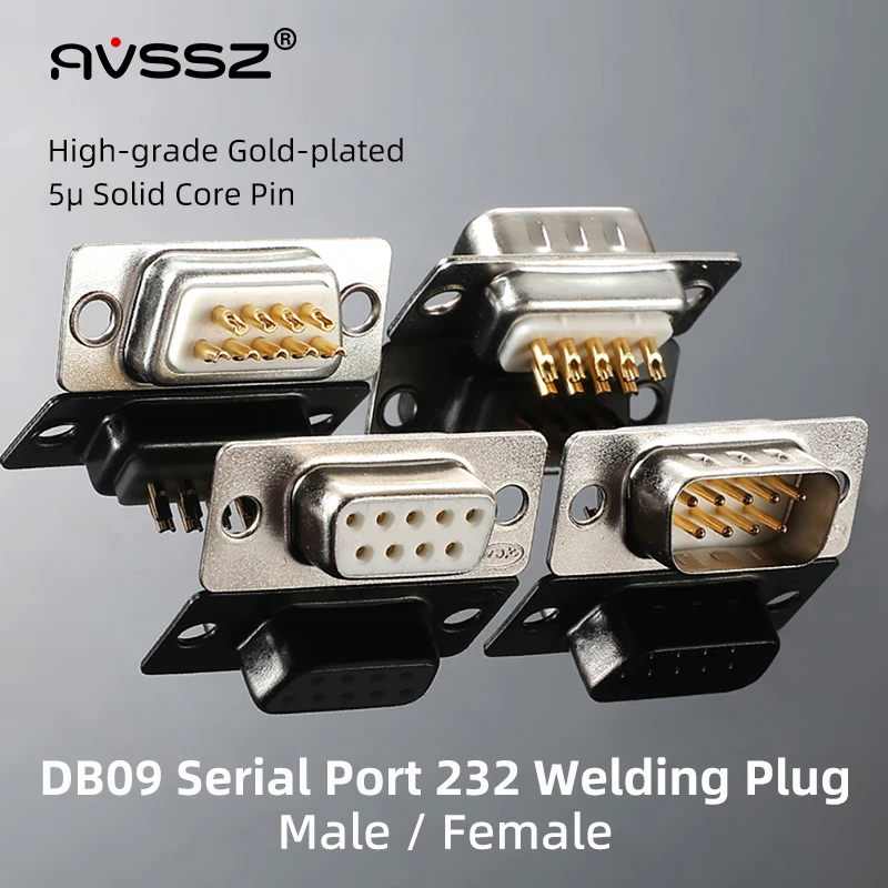 DB09 핀 남성 여성 인터페이스 용접 플러그 RS232 직렬 포트 솔리드 핀 2 행 9 핀 고품질 철 쉘 PLC 솔더 플러그 ...