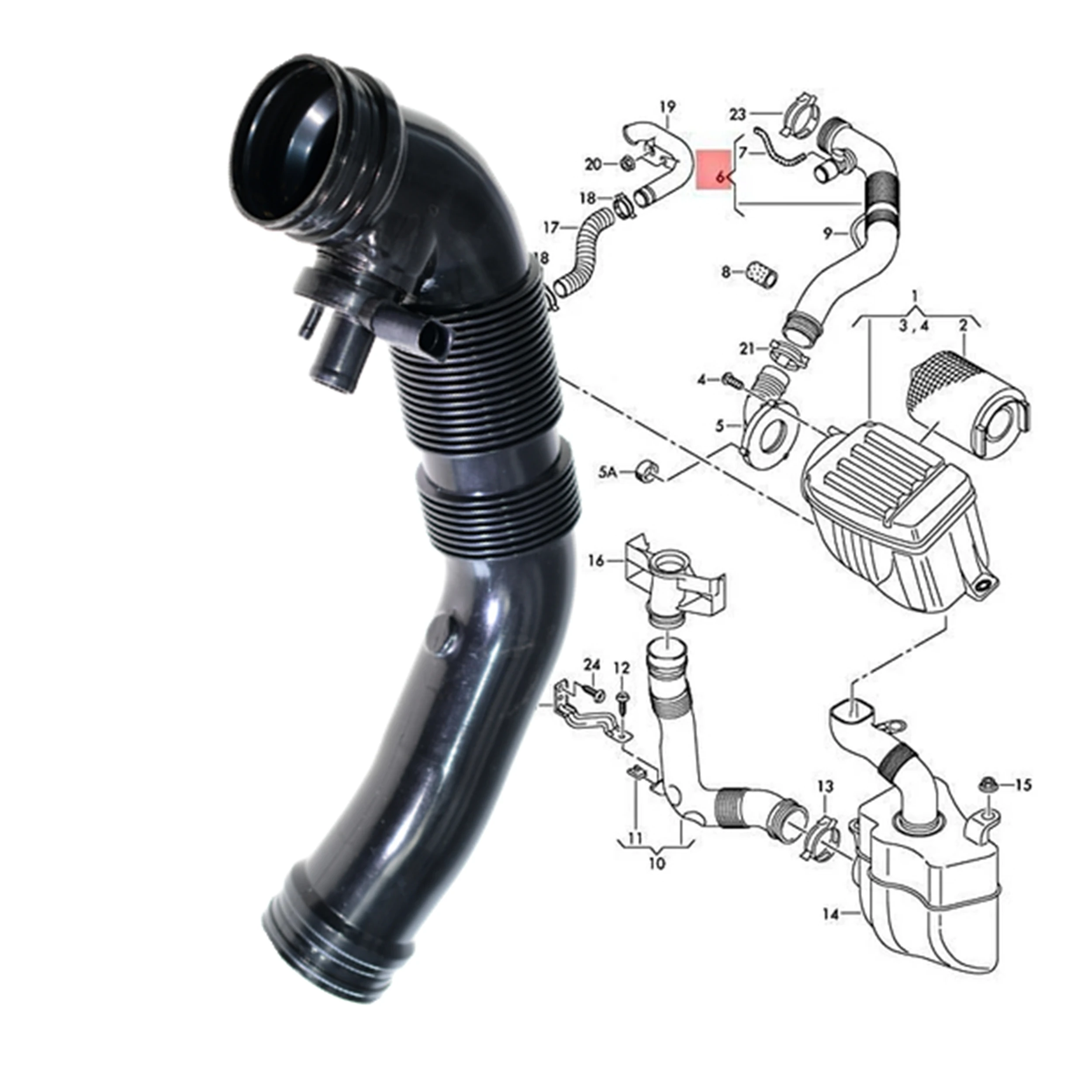 Tubo di aspirazione del filtro dell'aria adatto per VW Golf MK4 MK5 ...