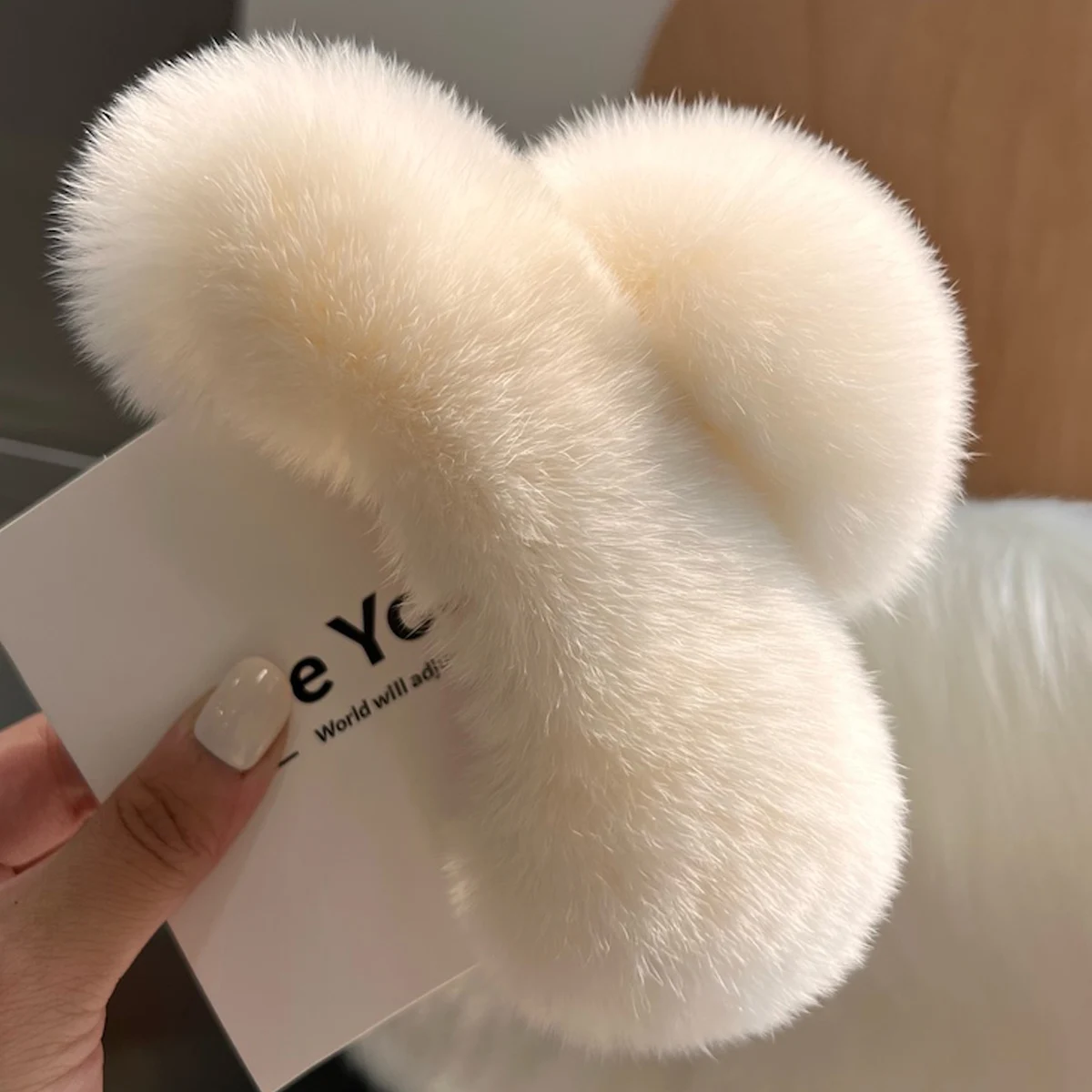 Winter-Fuzzy-Hair-Claw-Women-Warm-Fluffy-Natural-Rex-Rabbit-Fur-Fashion ...