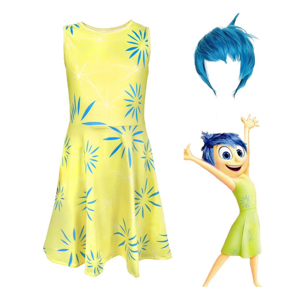 Inside-Out-Joy-Cosplay-Costume-Princess-Dress-Wig-For-Kids-Girls ...