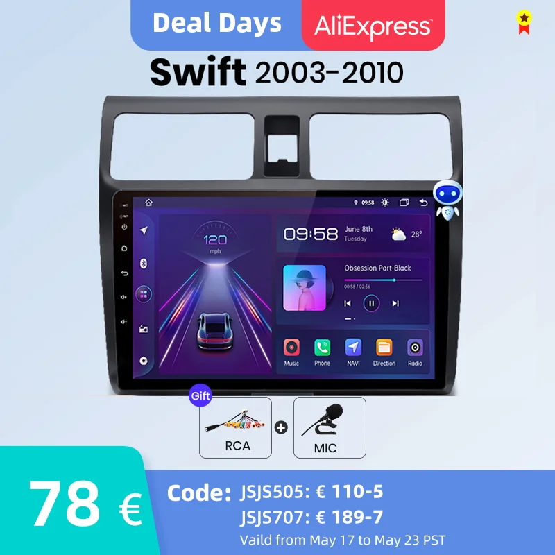 Junsun V1pro Ai Voice 2 Din Android Auto Radio For Suzuki Swift 2003 - 2010 Carplay 4g Car ...