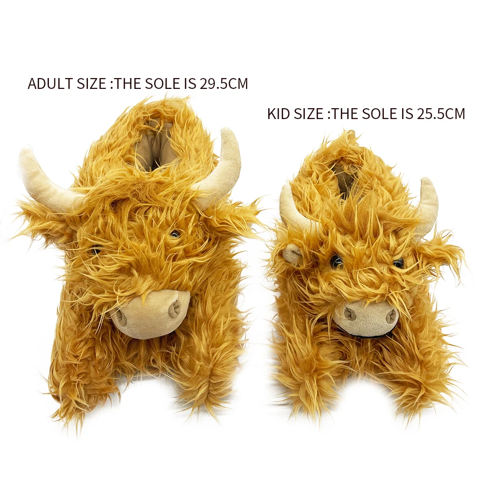 (25.5 & 29.5cm) Soft and Fluffy Luxury Highland Cattle Slippers - Cool ...