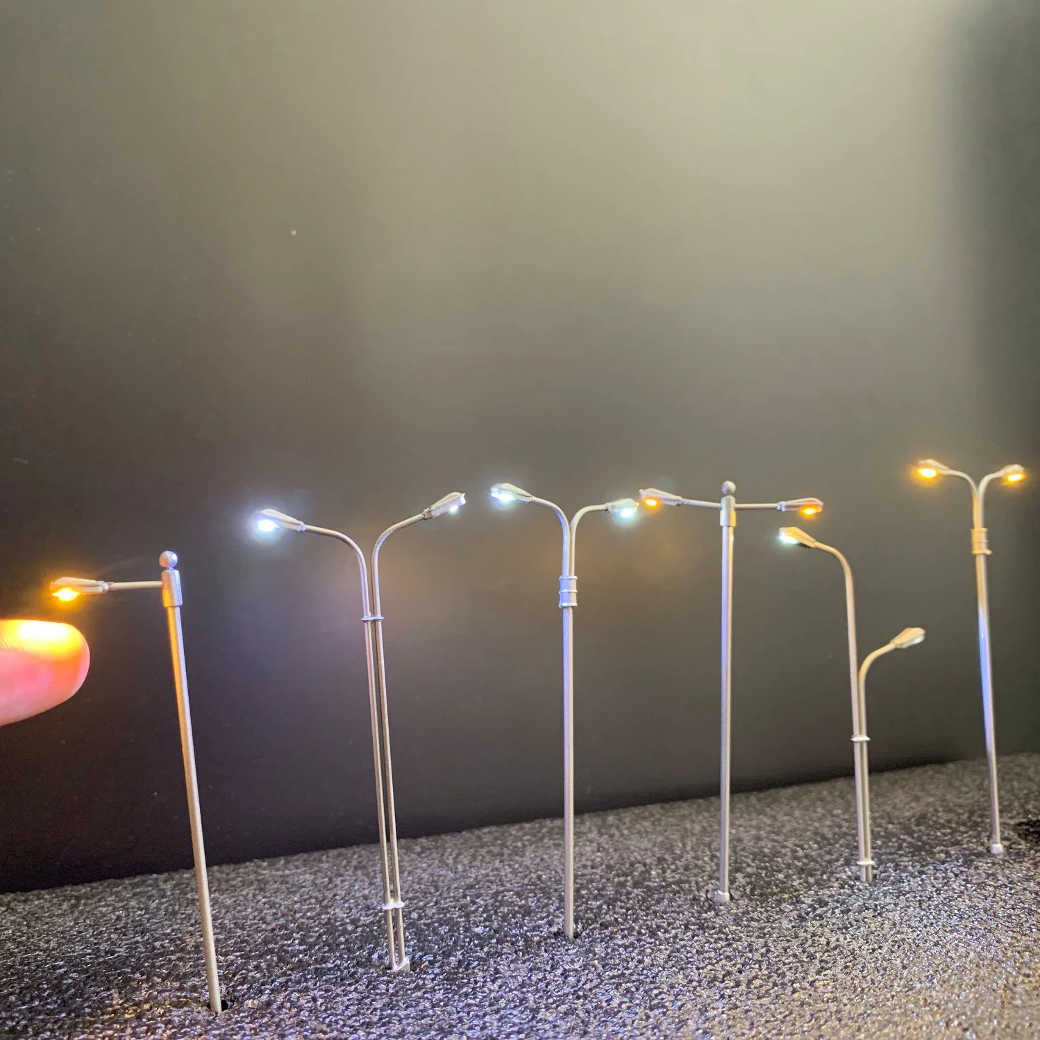 3Pcs Street Light Model Lamps HO N Scale Single/Two Head LED Lamppost ...