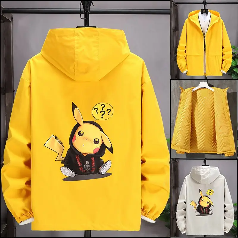 Pokemon Pikachu Children's Coats Adult Thickened Hoodies Anime Boy ...
