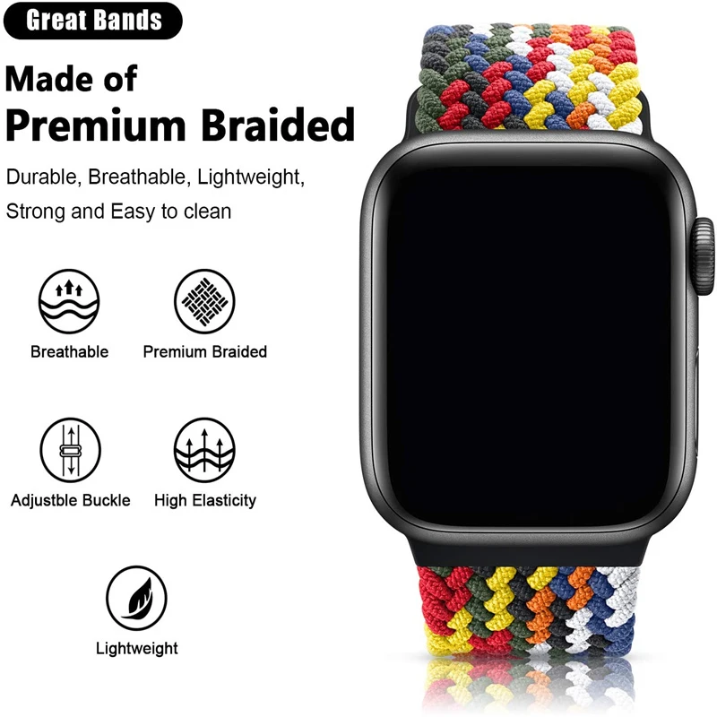 Braided Nylon Loop Strap - S10 - 46 42 44 45 49MM (New Rainbow)