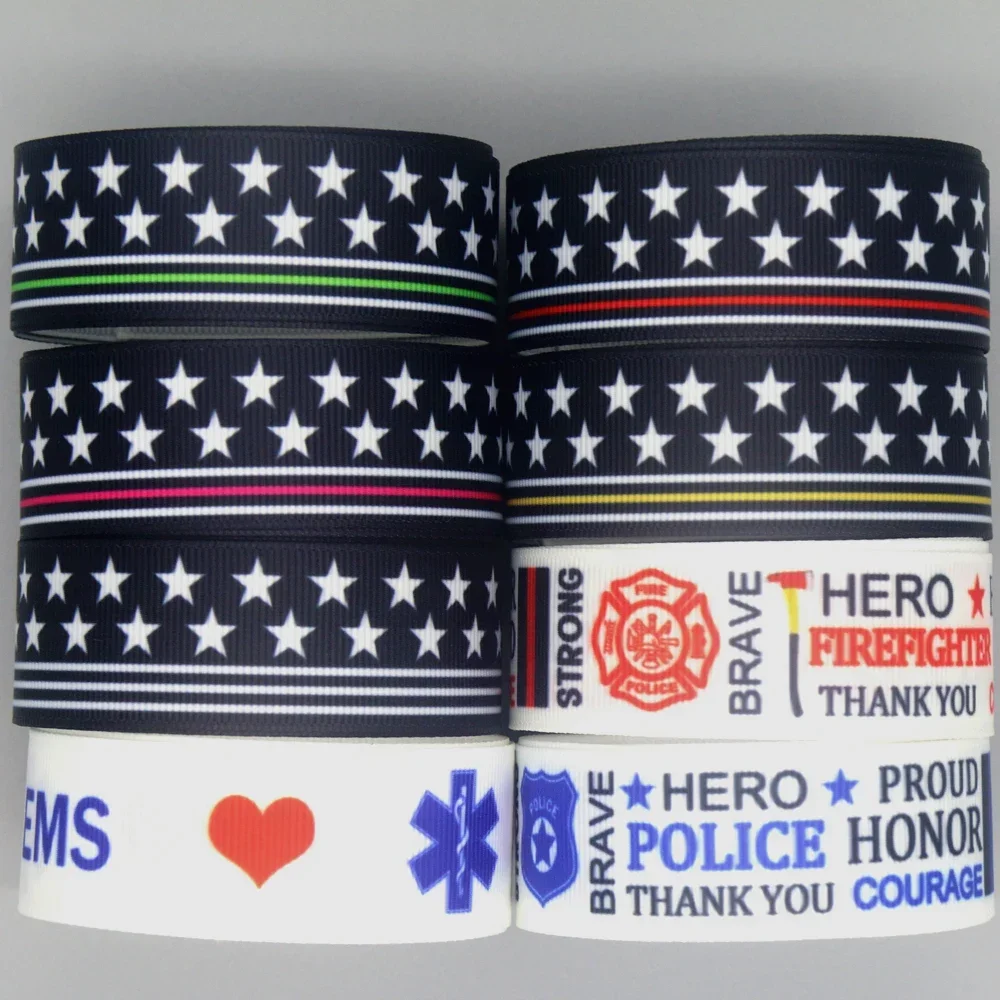 DHK-7-8-5yards-Fireman-Police-EMS-Printed-Grosgrain-Ribbon-Accessories ...