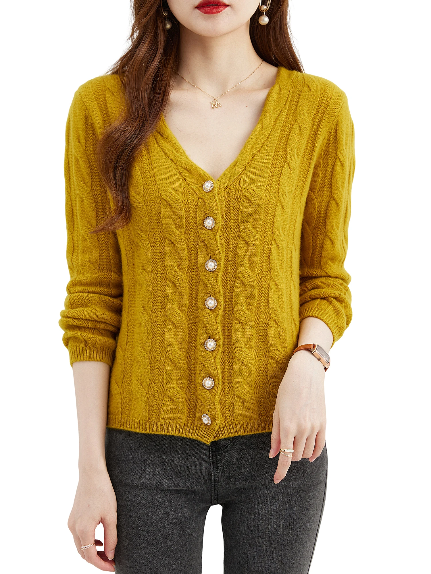 Cardigans for Women's Sweater 100% Merino Wool Cardigan Autunm Winter V ...