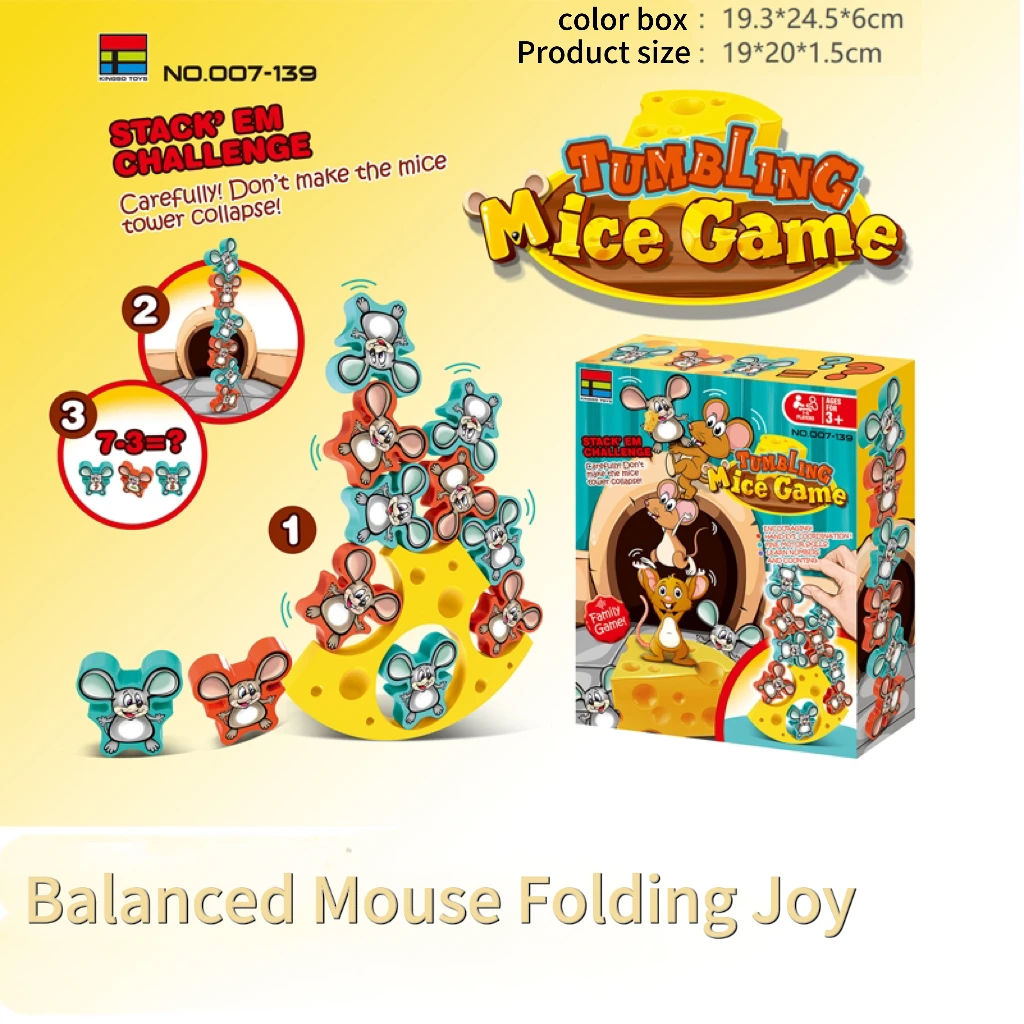 Stacking high balanced toys cute mouse pattern Maria Montessori ...