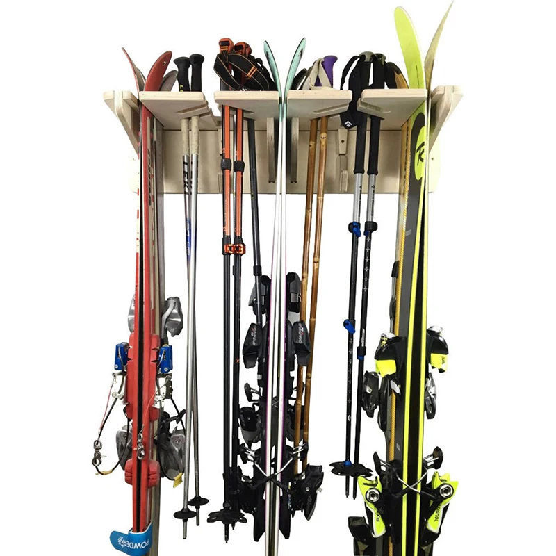Wooden-Home-Organizer-Shelf-Sports-Tool-Ski-Snowboard-Rack-Wall-Mounted ...