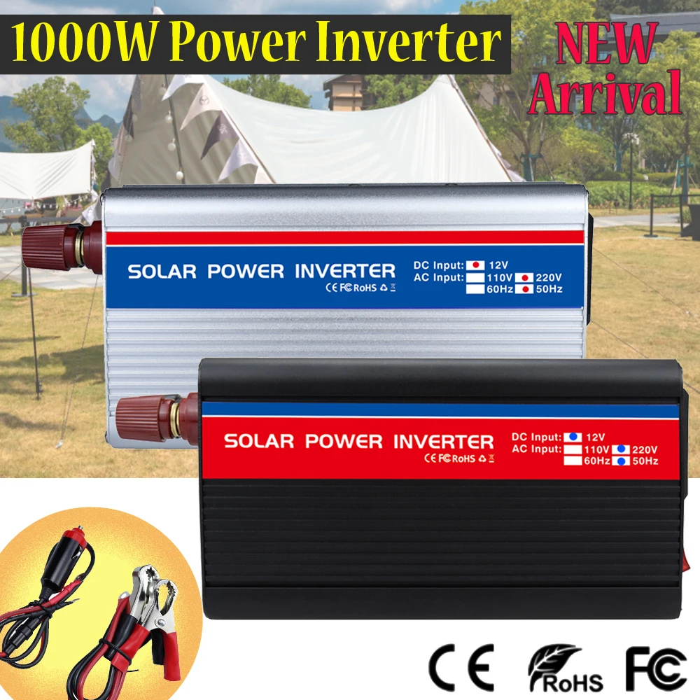 12V 220V Inverter Intelligent DC to AC 1000w Sine Wave Outdoor Vehicle ...