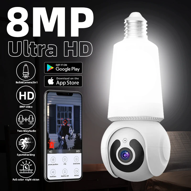 8MP-E27-Bulb-Camera-Wifi-Surveillance-With-LED-Bulb-CCTV-PTZ-AI ...