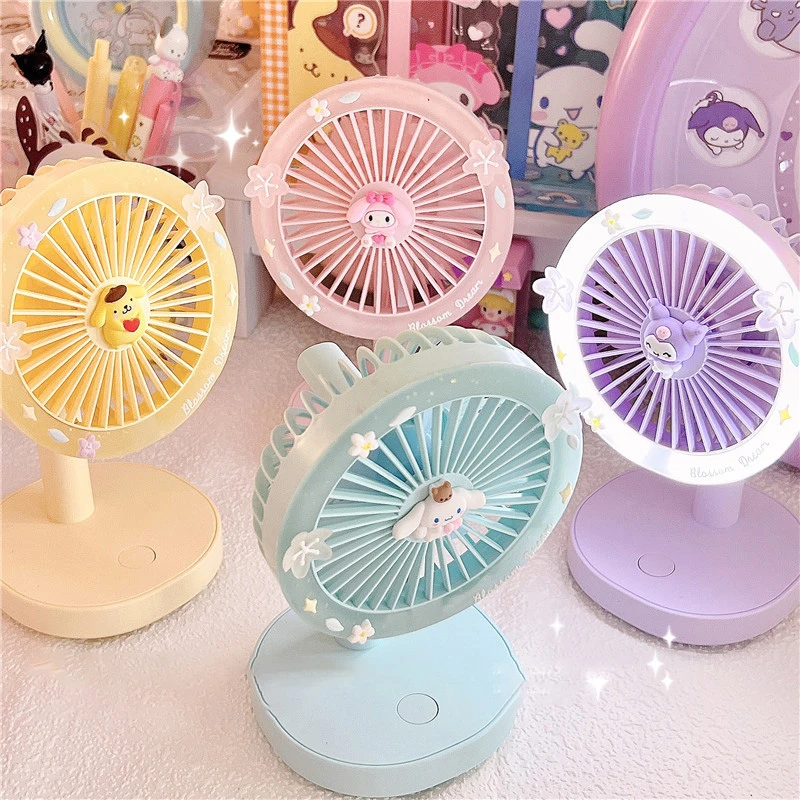 Kawaii Cartoon Summer Sanrioed Desktop Usb Small Fan Fill Light Cute ...