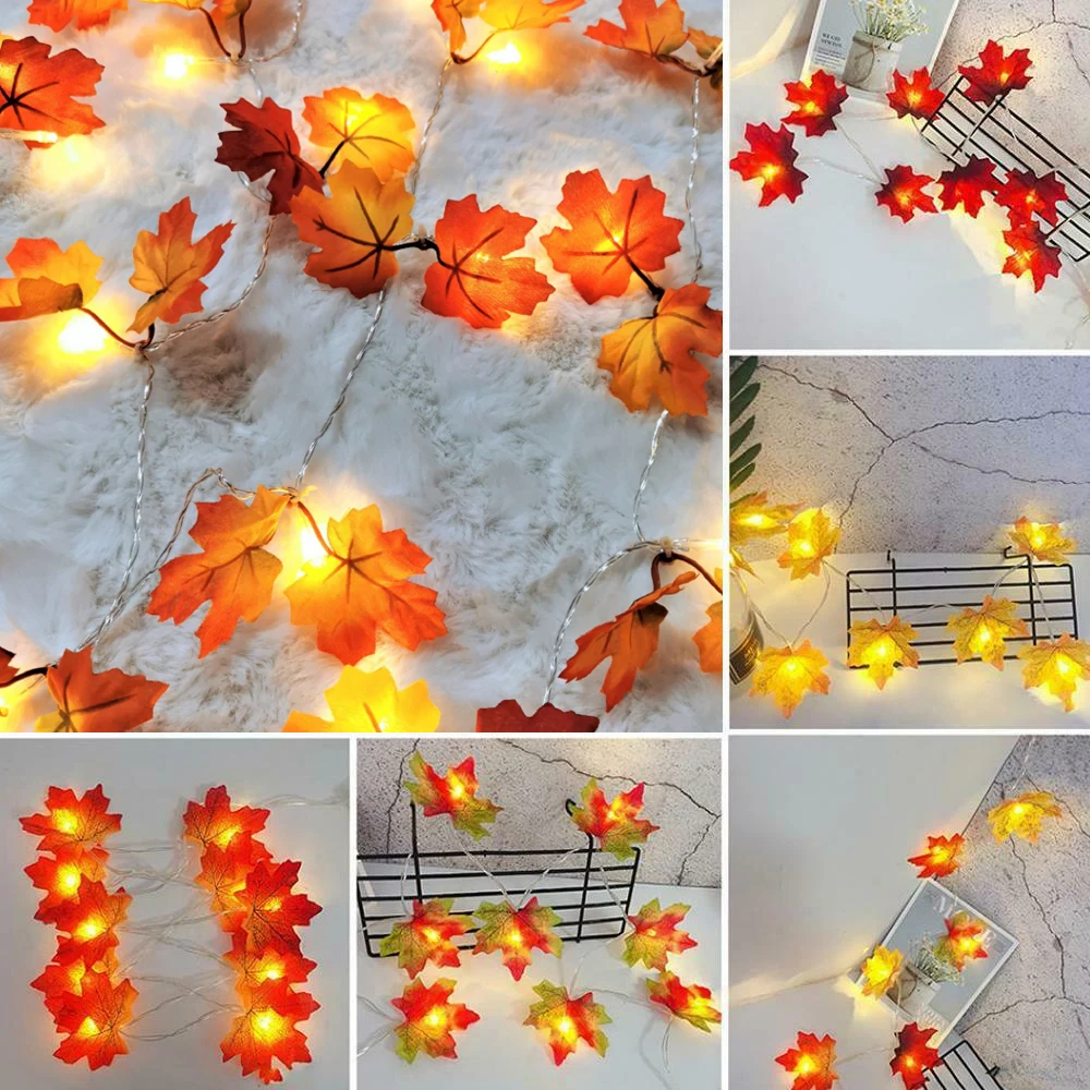 1-5m-3m-6m-10-20-40-Lights-Maple-Leaves-Garland-Led-Fairy-Lights-Autumn ...