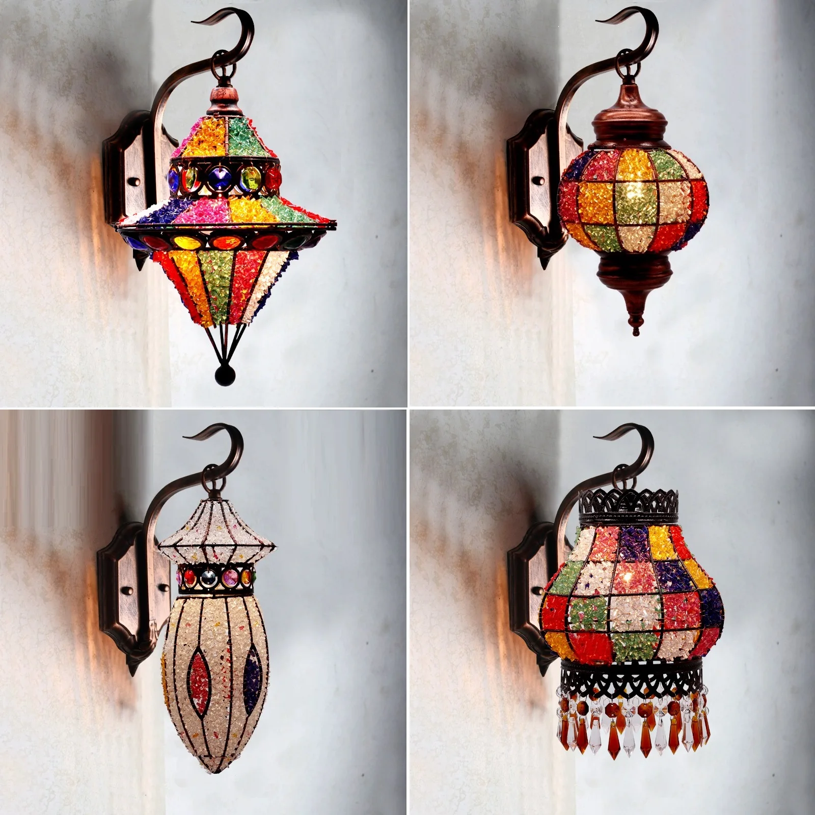 Hollow Out Iron Wall Lamp Handcrafted Glass Luminaria Led Light ...