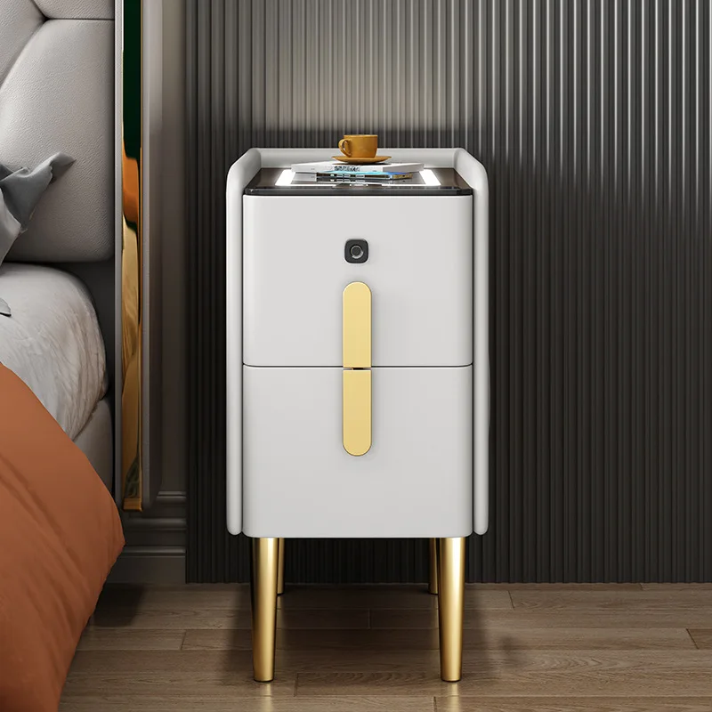 Modern Bedroom Bedside Table Drawers Simple Luxury Minimalistic Bedside ...