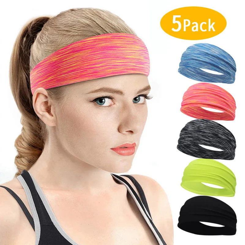 5 Pcs Sports Headband Bike Cycling Running Sweatband Fitness Jogging ...
