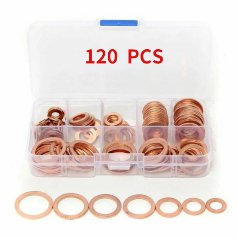 120-150-200-280Pcs-Copper-Washer-Gasket-Nut-and-Bolt-Set-Flat-Ring-Seal ...