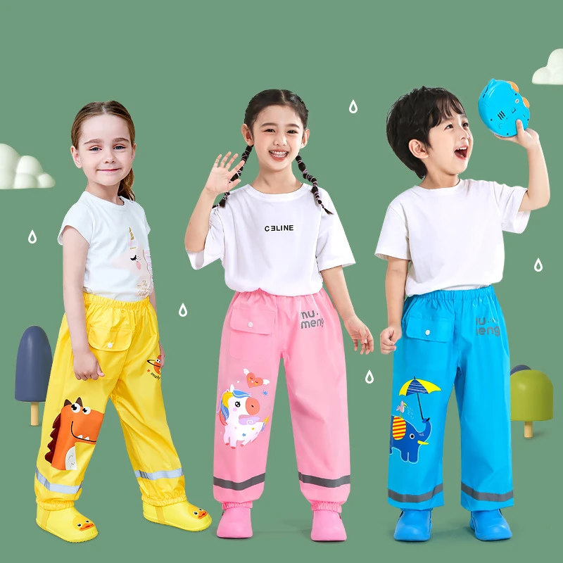 Waterproof Girls Boys Pants Toddler Kids Rain Pants Windproof Mud ...