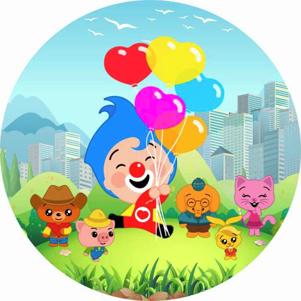 Plim-Plim-Round-Backdrop-Pig-Balloons-Kid-s-1st-Birthday-Baby-Shower ...