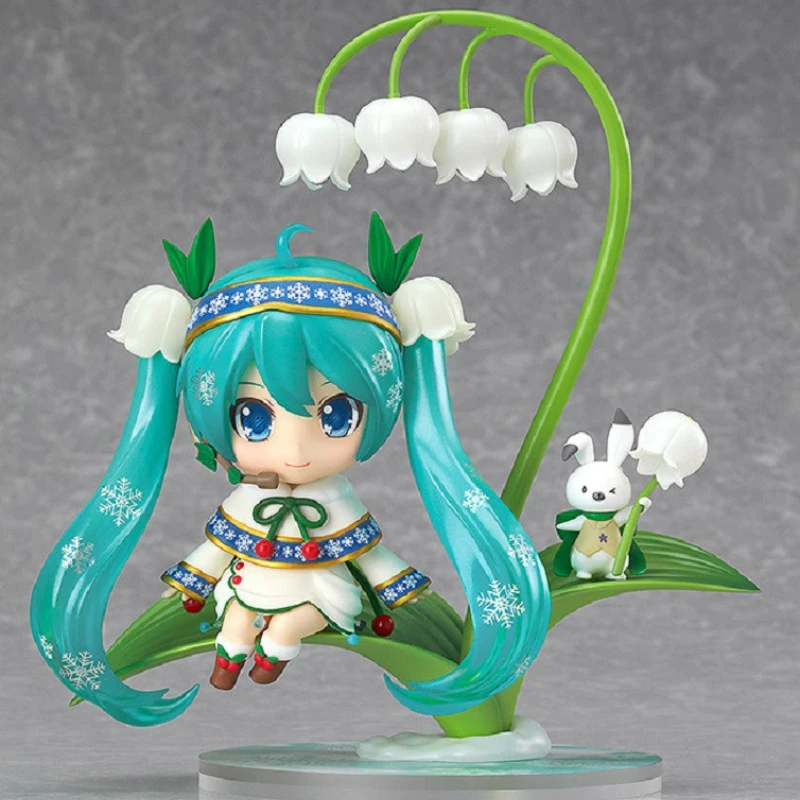 Hatsune miku anime figura q versão nova limitada folha de lótus hatsune ...