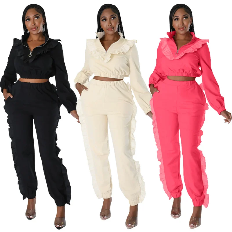Conjunto-de-pantalones-deportivos-de-manga-larga-para-mujer-Top-plisado ...