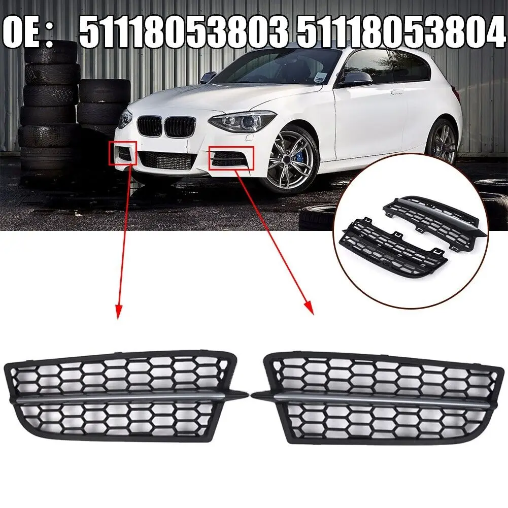 Left-Right-Front-Bumper-Fog-Light-Grille-Grill-Cover-For-BMW-1-Series ...