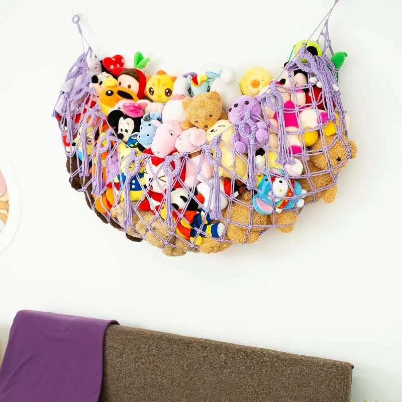 Plush-Toy-Wall-Hanging-Net-with-Tassels-Bohemian-Hanging-Net-Handmade ...