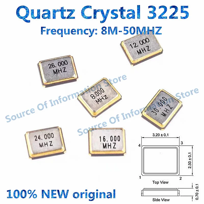 100PCS-Crystal-Oscillator-3225-12M-16-26m-8M-25m-24M-27M-32m-30-20MHZ ...