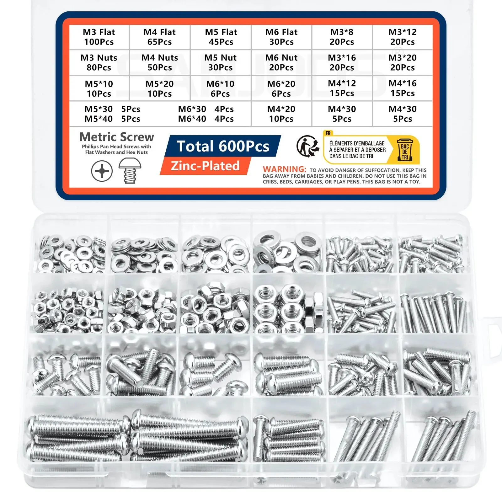 600Pcs-Screws-Bolts-and-Nuts-Assortment-Kit-Metric-Machine-Screws-and ...