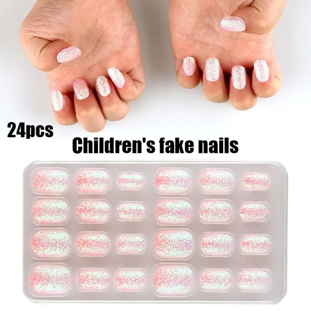 24Pcs-Set-False-Gel-Kids-Fake-Nails-Full-Cover-Wearable-False-Finger ...