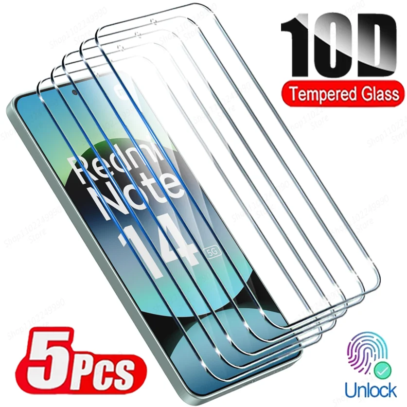 5PCS HD Tempered Glass Redmi Note 14 13 12 11 10 9 8 Pro Plus Screen ...