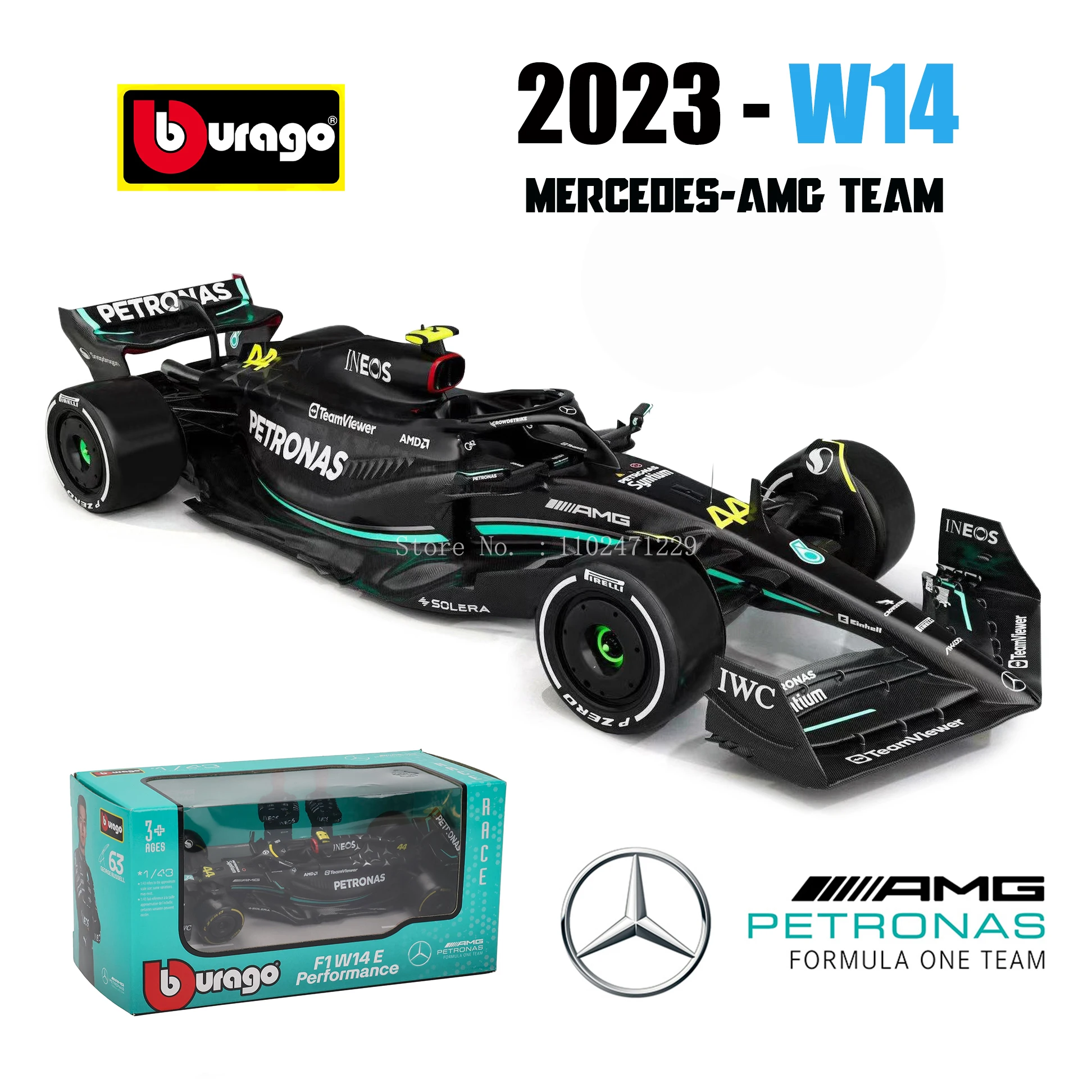 Bburago-1-43-NEW-2023-Mercedes-AMG-Team-W14-44-Hamilton-63-Russell ...