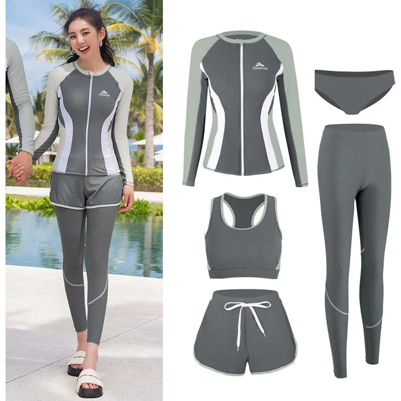 Women-s-5pcs-set-Dive-Skin-Snorkel-Suit-Full-Body-Swimsuit-Quick-Dry ...