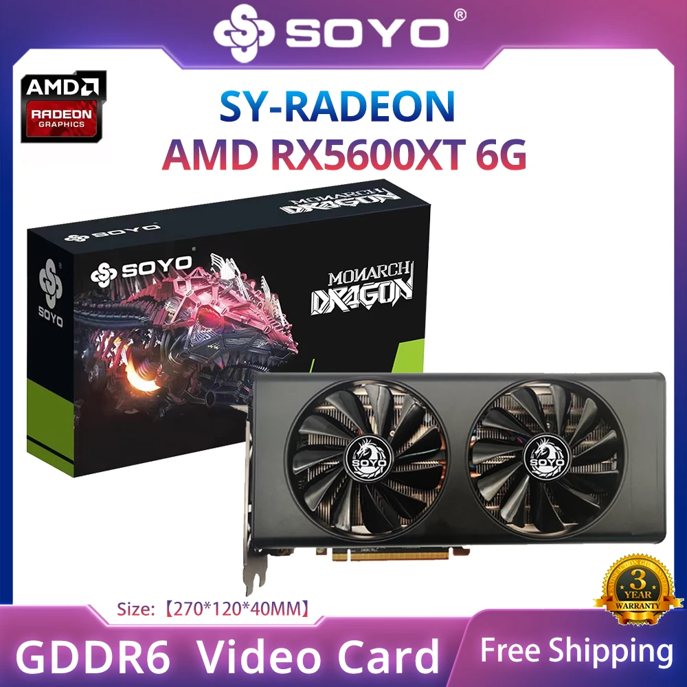SOYO World Premiere Radeon RX5600XT 6G Graphics Card GDDR6 Memory ...