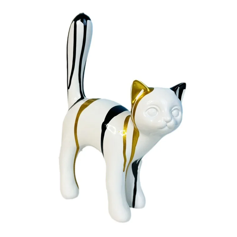 Painted-Graffiti-Cat-Colorful-Cat-Figurine-Statue-Desktop-Animal-Crafts ...