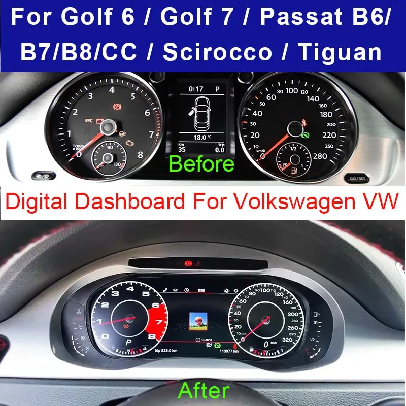 For-VW-Golf-6-7-Passat-B7-B6-CC-Scirocco-Tiguan-Digital-Dashboard-Panel ...