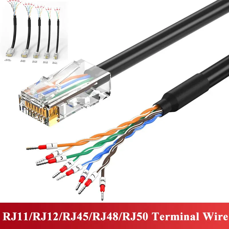 RJ11/RJ12/RJ45/RJ48/RJ50 Terminal Wire with Number Tube 6P6C 8P8C ...