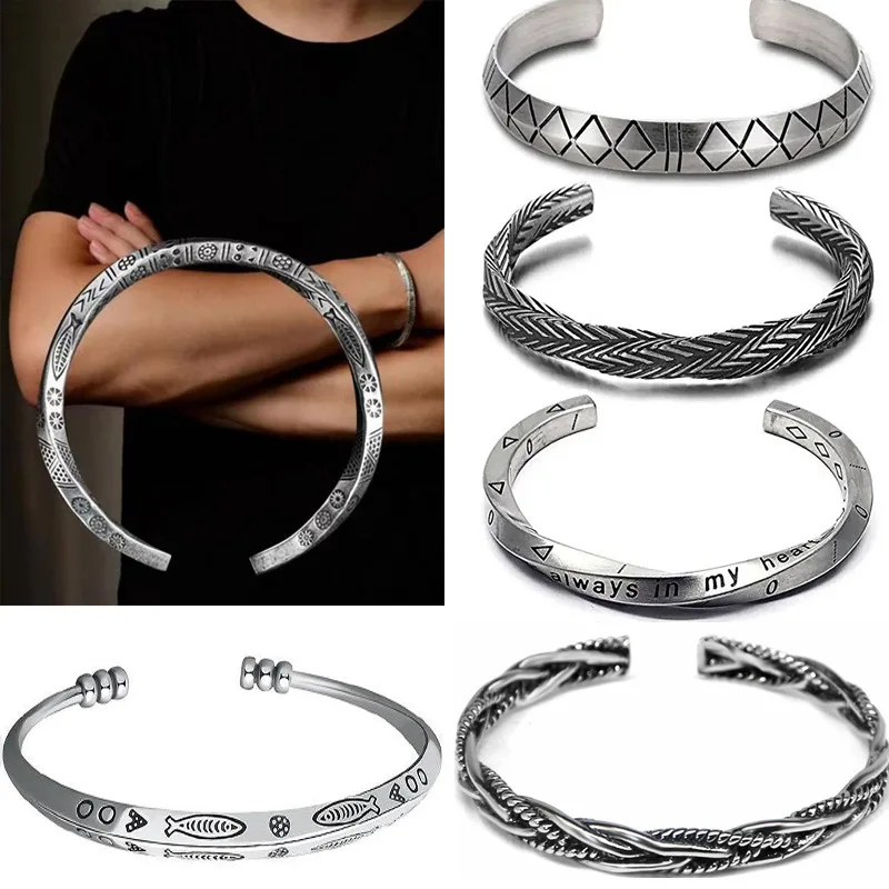 Vintage Silver Color Fish Sleeve Bracelet Ladies and Men Small Hand ...