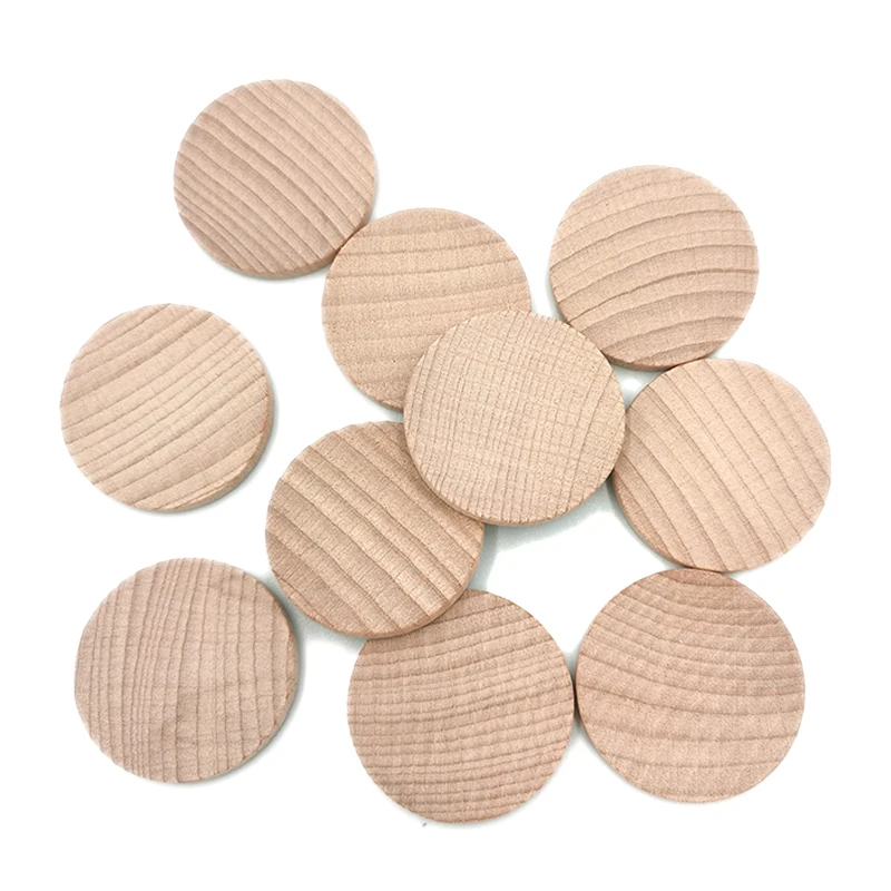 100pcs 15mm Unfinished Wood Circles Round Wood Coins Discs Natural Wood ...