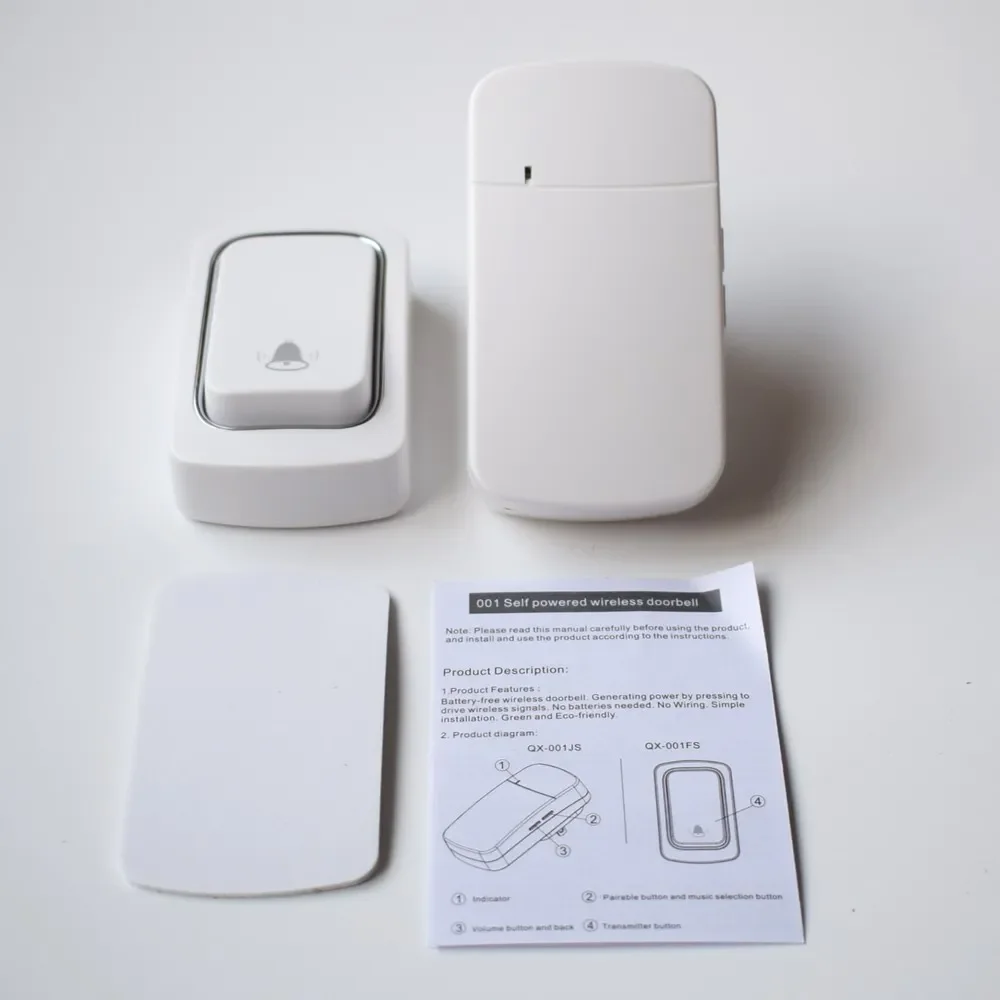 Self powered Wireless Doorbell QX-001, Remote Control Bell Calling Ring ...