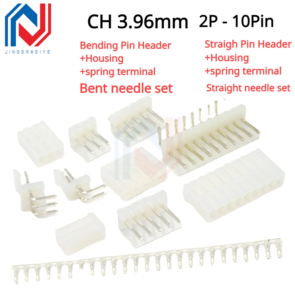 10 Sets Ch3.96 Connector 3.96mm Spacing Plug Housing / Straight Needle ...