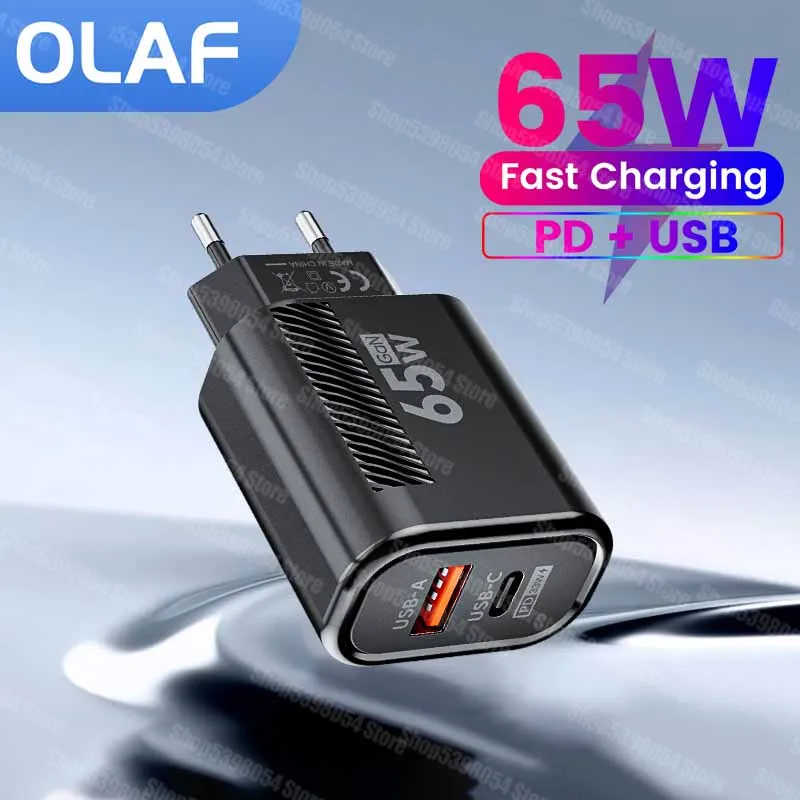 65W GaN Charger Type C Super Fast Charging Wall Adapter For iPhone ...