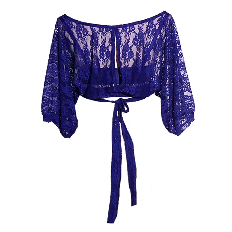 2026 Spring/Summer New Korean Lace Belly Dance Top Bat Sleeve for ...
