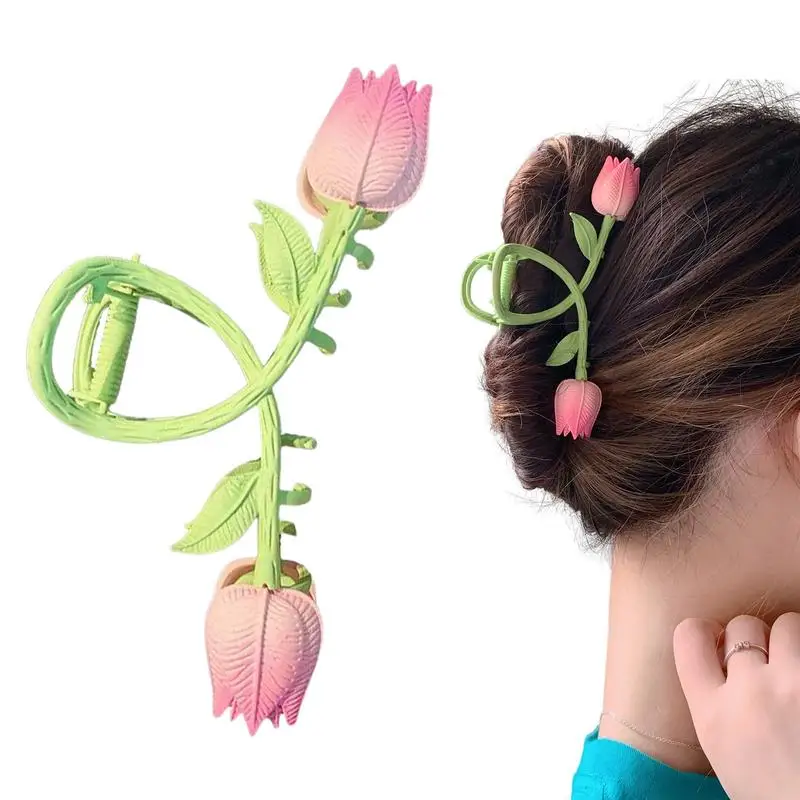 Metal-Hair-Clips-Tulip-Flower-Nonslip-3D-Tulip-Shape-Hair-Styling ...