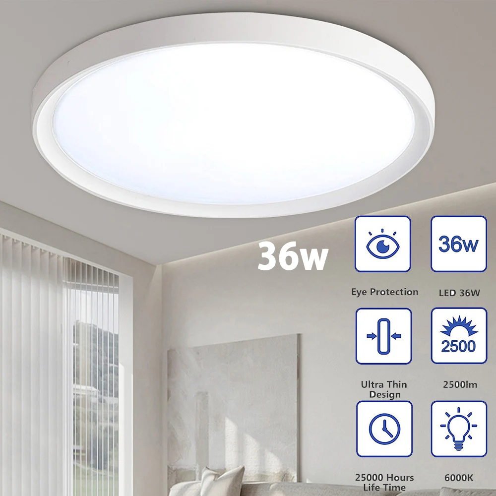 38cm Flush Mount LED Ceiling Light 36W Modern Flat Fixture 6000K 2500LM ...