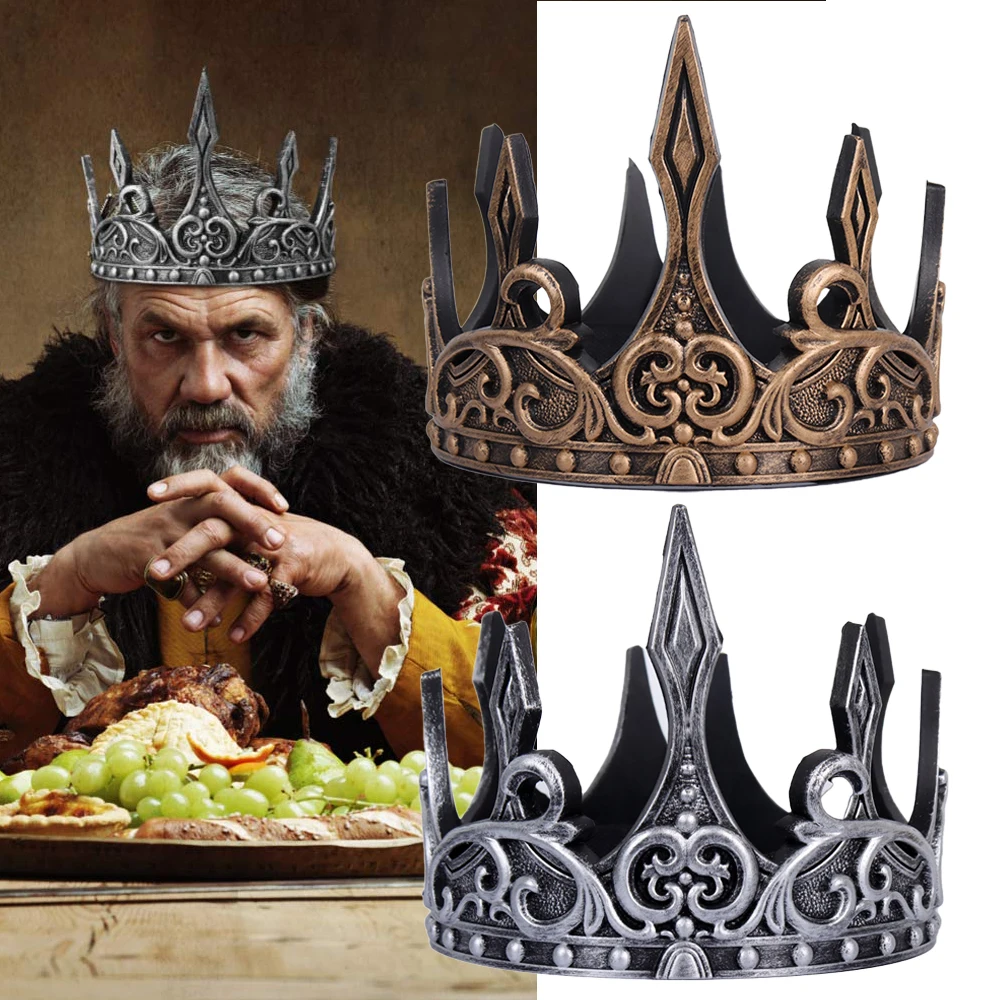 Vintage King Crown Headpiece Cosplay Men Boys Adult Medieval King ...