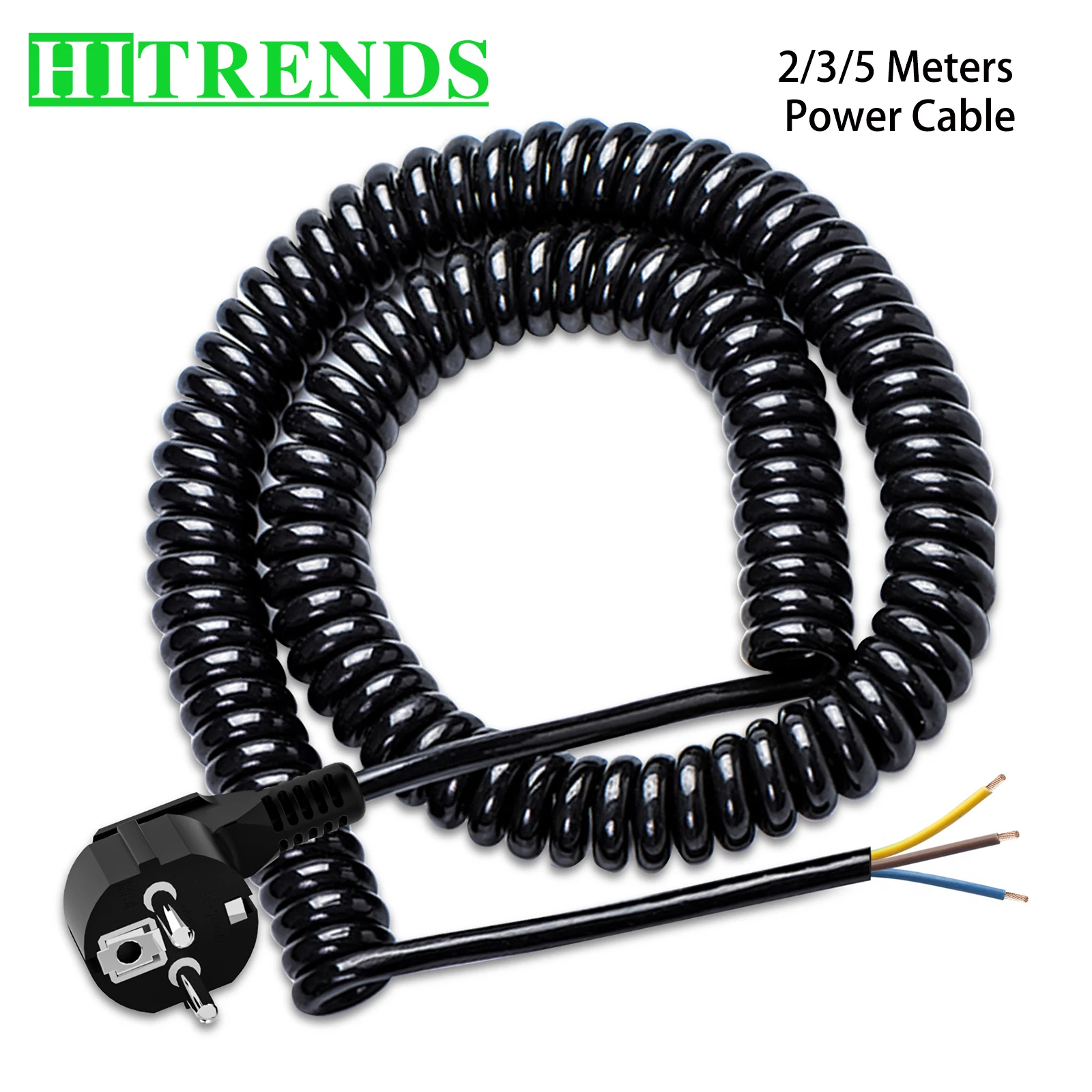 2/3/5M EU Replaceable coil cable Spiral extension cord with protective ...